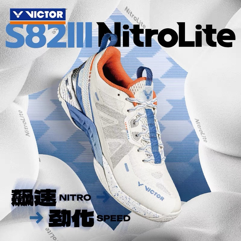 (Clearance) Victor 2024 S82III Nitro Lite Badminton Shoes Lunar White ...